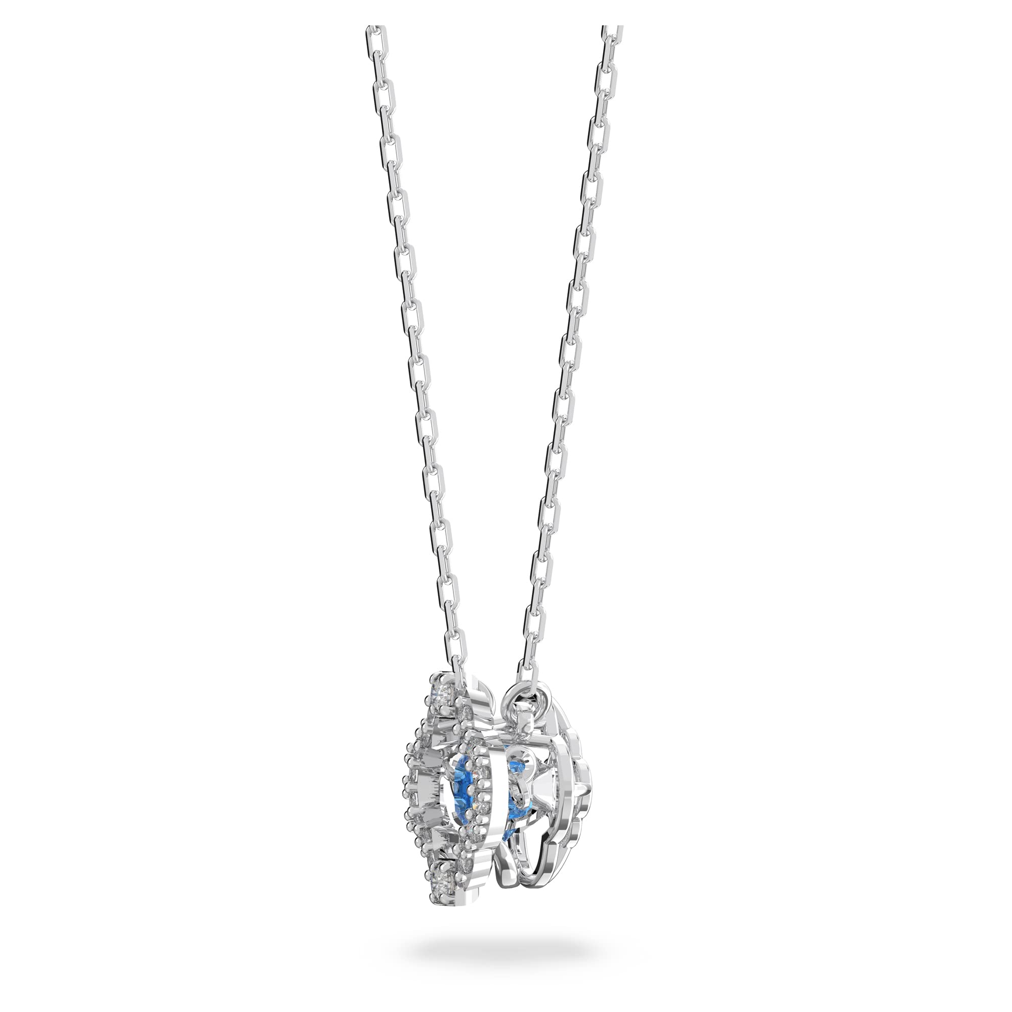 SWAROVSKI Sparkling Dance Necklace, Blue, Rhodium Finish