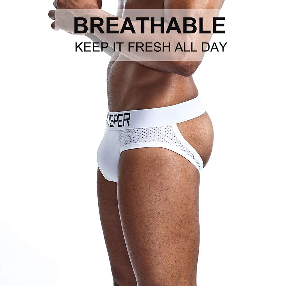 SKYSPER Men's Jockstrap Breathable Mesh Gym Underwear 4 Pack, Workout Athletic Supporter Jock Straps for Men