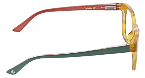 Peepers by PeeperSpecs womens Bright Blue Light Blocking Reading Glasses, Honey Tortoise/Green, 54 US