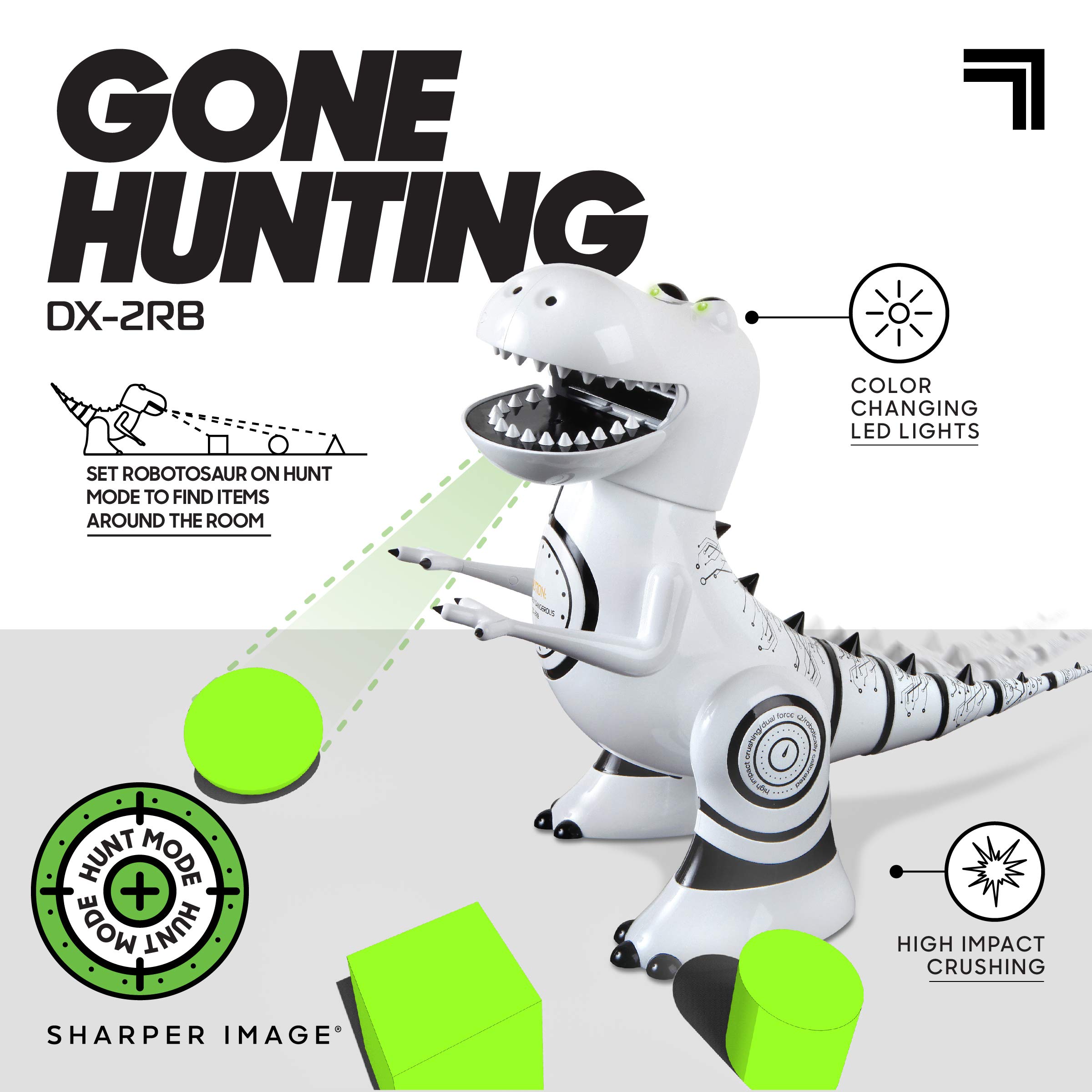 Sharper Image Interactive RC Robotosaur Dinosaur with Built-in Mood Sensors and Color-Changing LED Eyes