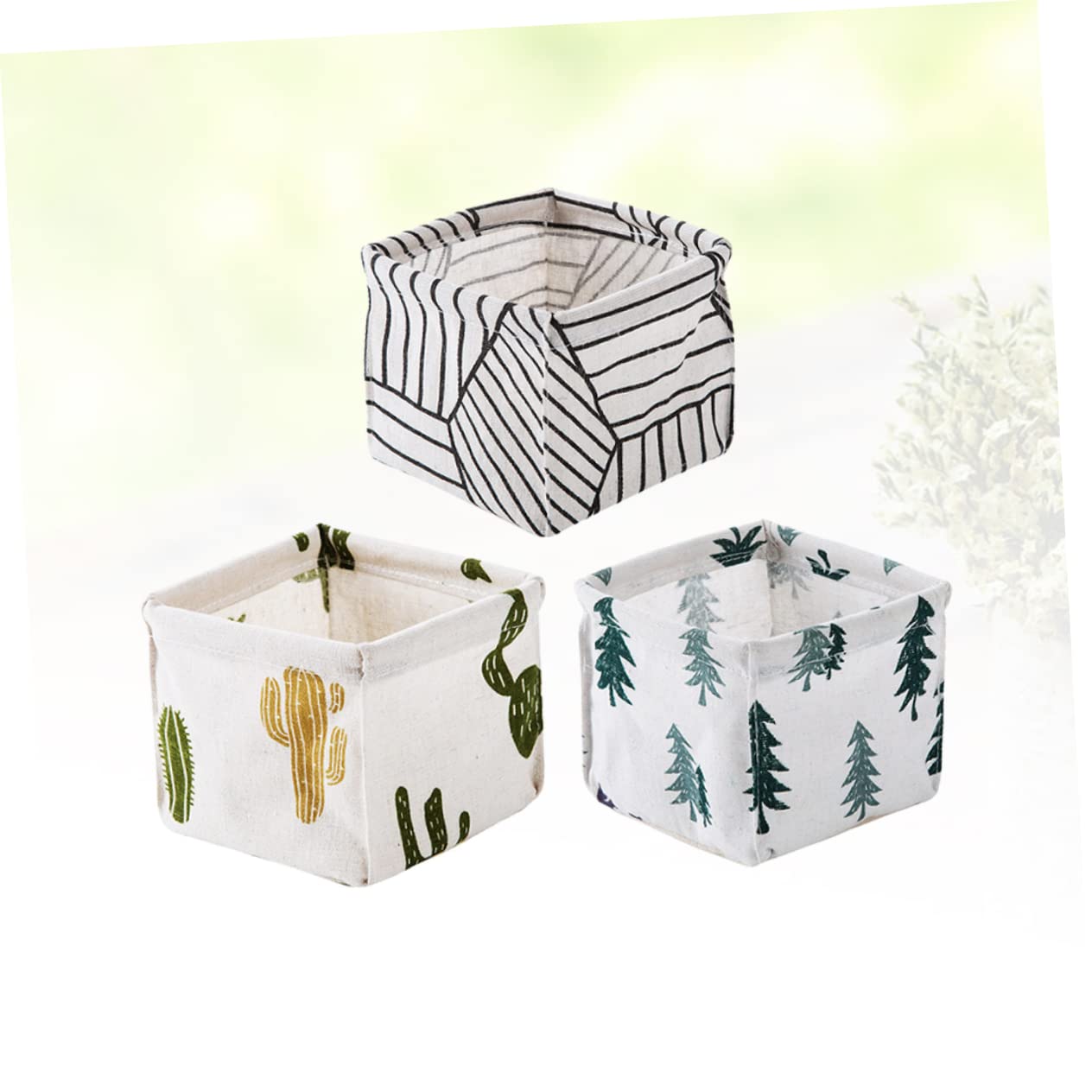 SOESFOUFU 3pcs Toy Storage Baskets Linen Storage Baskets Fabric Storage Cubes with Handles Makeup Storage Basket Cube Storage Bins Collapsible Basket Bins Cotton Linen Organizer Foldable