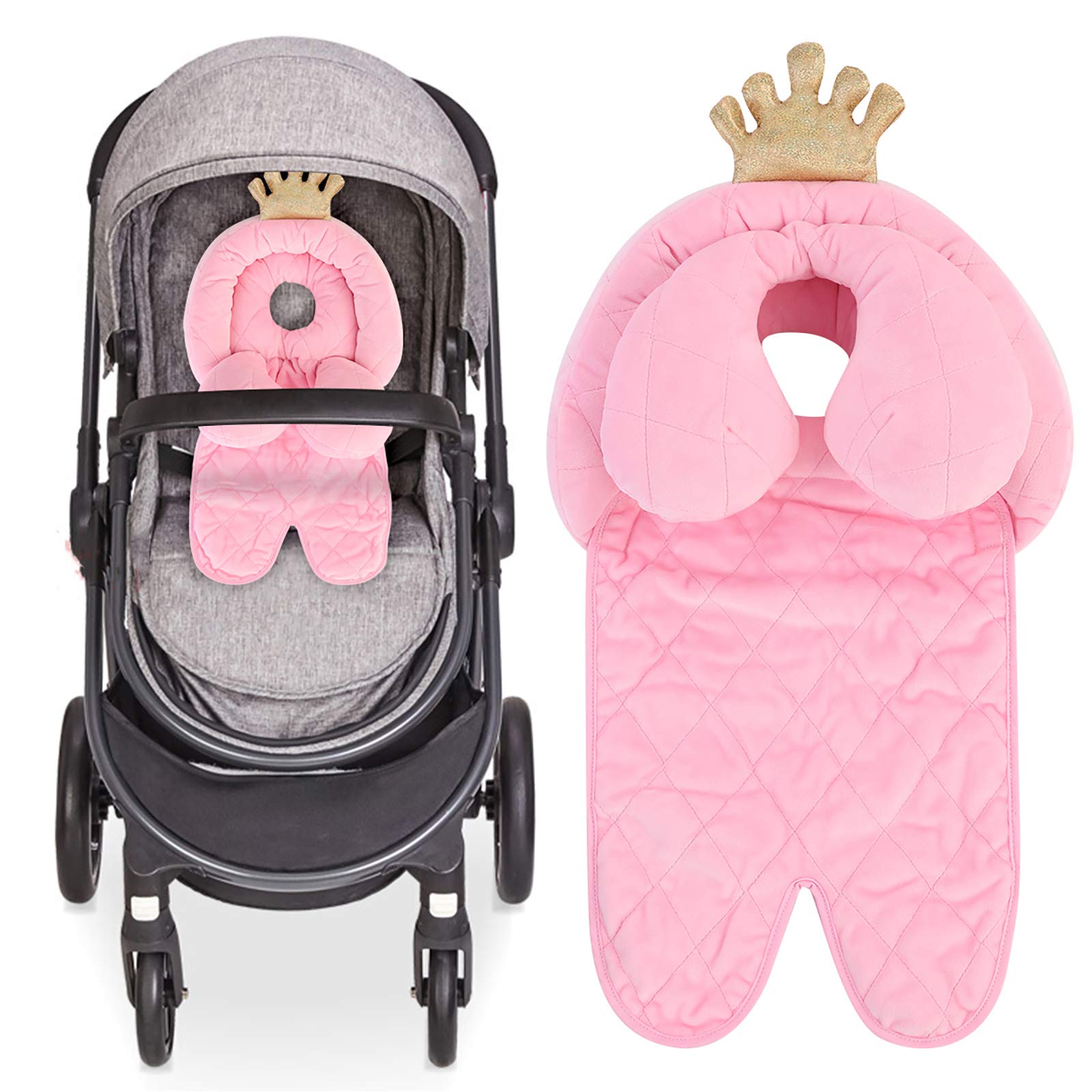 puseky Infant Car Seat Insert Baby Head Neck Support Soft Stroller Cushion Pad Carseat Cover for Baby Boys Girls