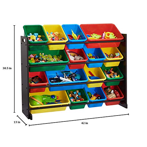 ROCKPOINT Kid‘s origanizer 16 Bins Espresso/Primary Toy Storage Organizer (HX2020-11)