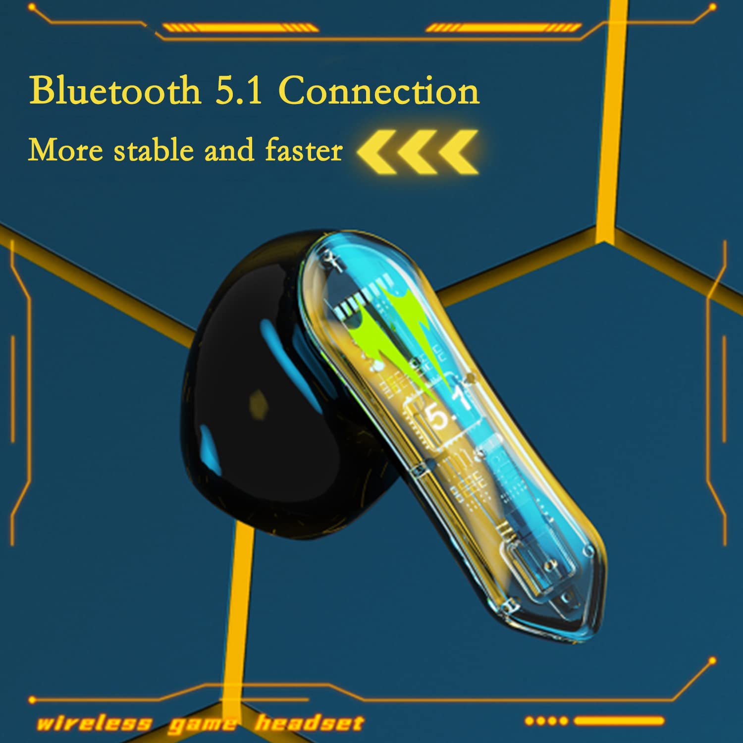 WHITOR Wireless Gaming Headset, Real Game in-Ear Headset, Bluetooth Headset Touch Control, 10m Effective Connection, Headset Noise Reduction and Own LED Light, Long Game Time…