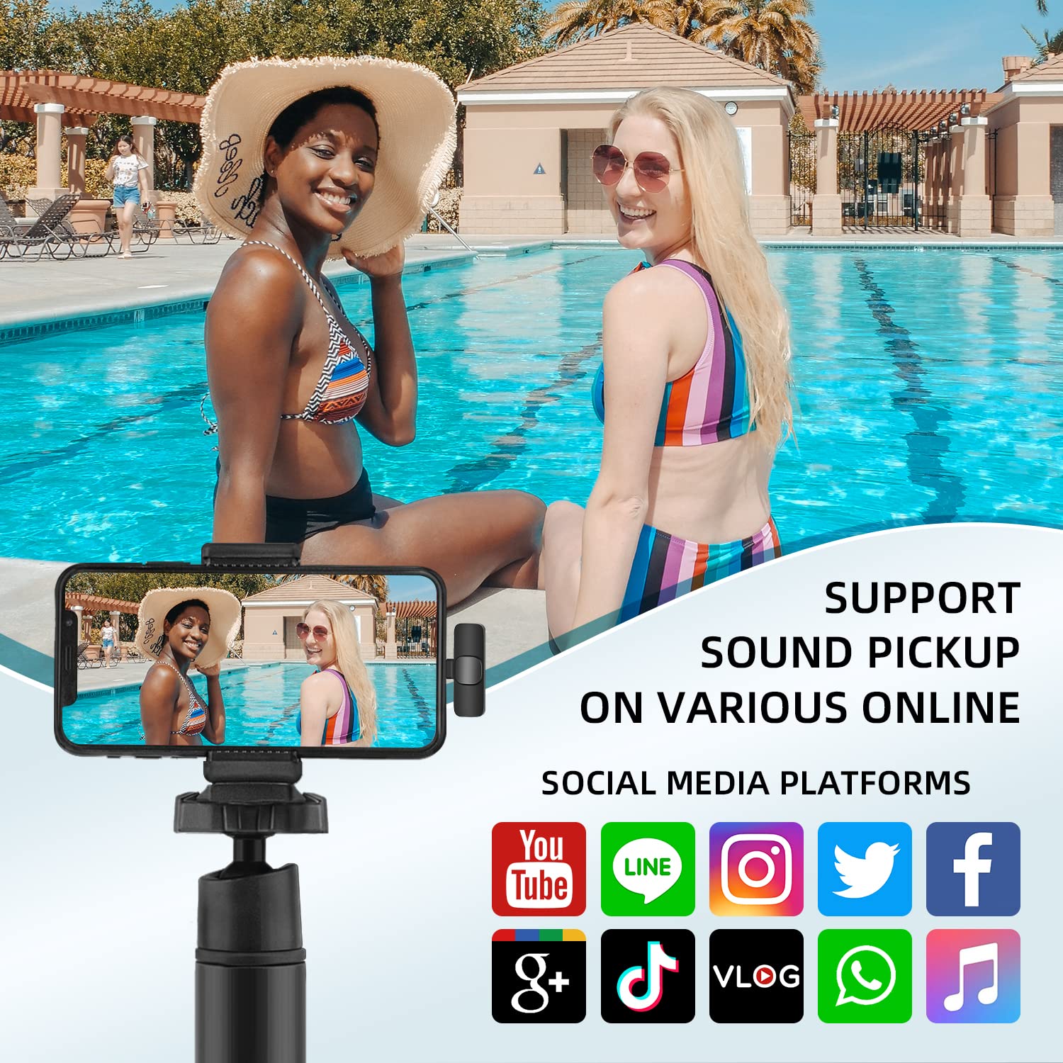 YASHINE Professional Wireless Microphone for Android,Ttpe-C Wireless Microphones, Plug-Play 2.4G Wireless Microphones, Live Stream, YouTube, Facebook, TikTok