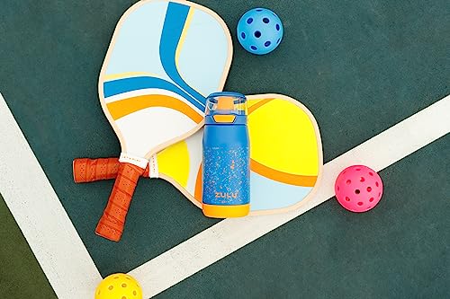 ZULU Kids Flex 12oz Tritan Stainless Steel Insulated Water Bottle with Silicone Spout, Leak-Proof Locking Flip Lid and Soft Touch Carry Loop for School Backpack, Lunchbox, and Outdoor Sports, Blue