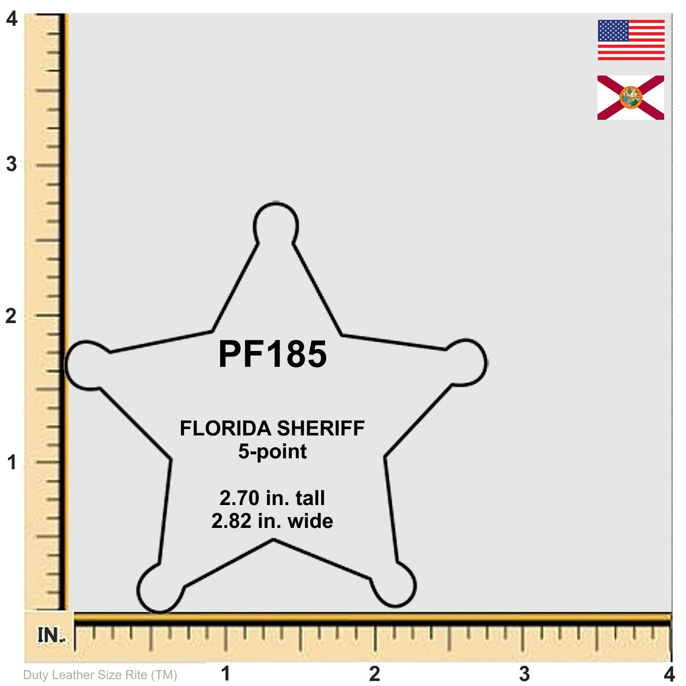 Perfect Fit Shield Wallets Florida Sheriff Five-point Star Hidden Badge Wallet (Cutout PF185 2.7 inches tall)