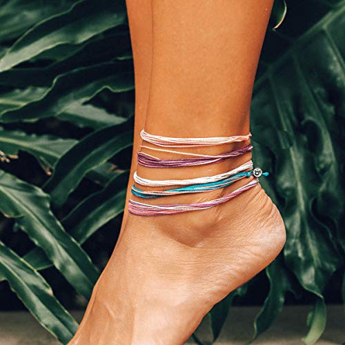 Pura Vida Originals Daybreak Anklet - Plated Charm, Adjustable Band - 100% Waterproof
