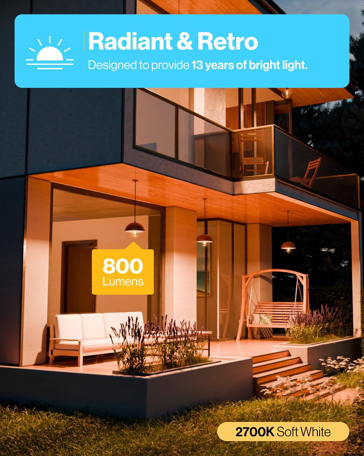 Sunco 12 Pack 60W Vintage LED Edison Bulbs Equivalent 8.5W CRI92 800 Lumens, Dimmable ST64 Filament 6000K Daylight Deluxe E26 Medium Base Light Bulbs High Brightness Clear Glass Waterproof - UL