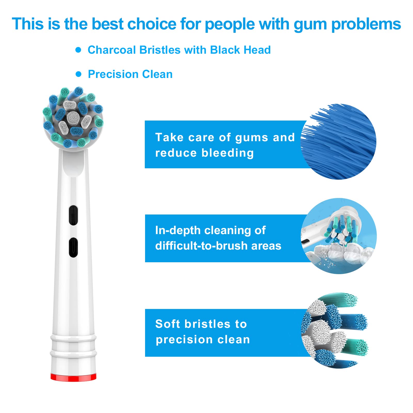 THISONG Across Action Electric Toothbrush Heads, 12pcs Soft Bristles Replacement, Compatible with Oral B