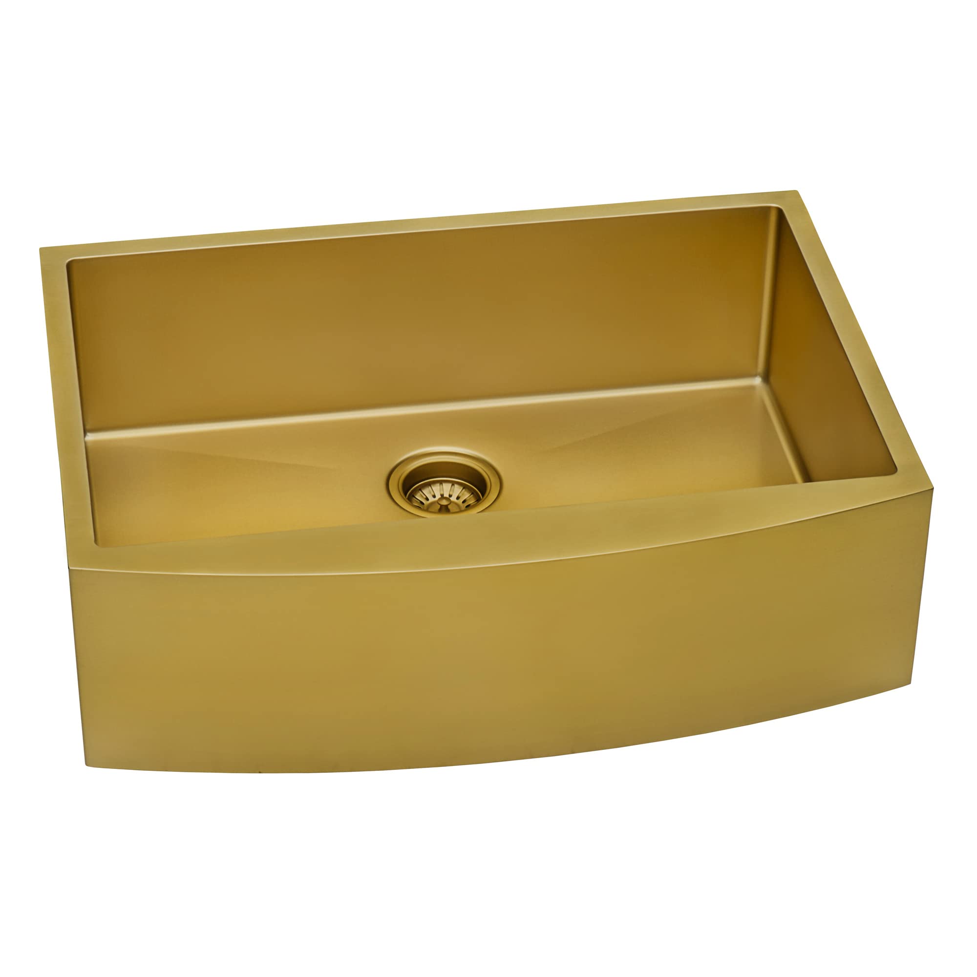 Ruvati Brass Tone 30-inch Apron-Front Matte Gold Stainless Steel Farmhouse Kitchen Sink - Single Bowl - RVH9660GG