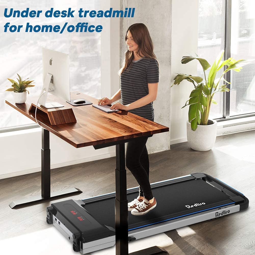 Redliro 2 in 1 Folding Treadmill Under Desk Treadmill Portable Space Saving Walking Jogging Machine for Home Office Installation-Free Workout Indoor Exercise LCD Display Remote Control