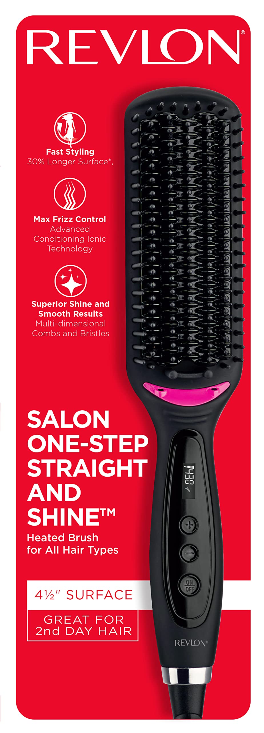 Revlon Hair Straightening and Styling Brush | Great for Second Day Styling (4-1/2 in)