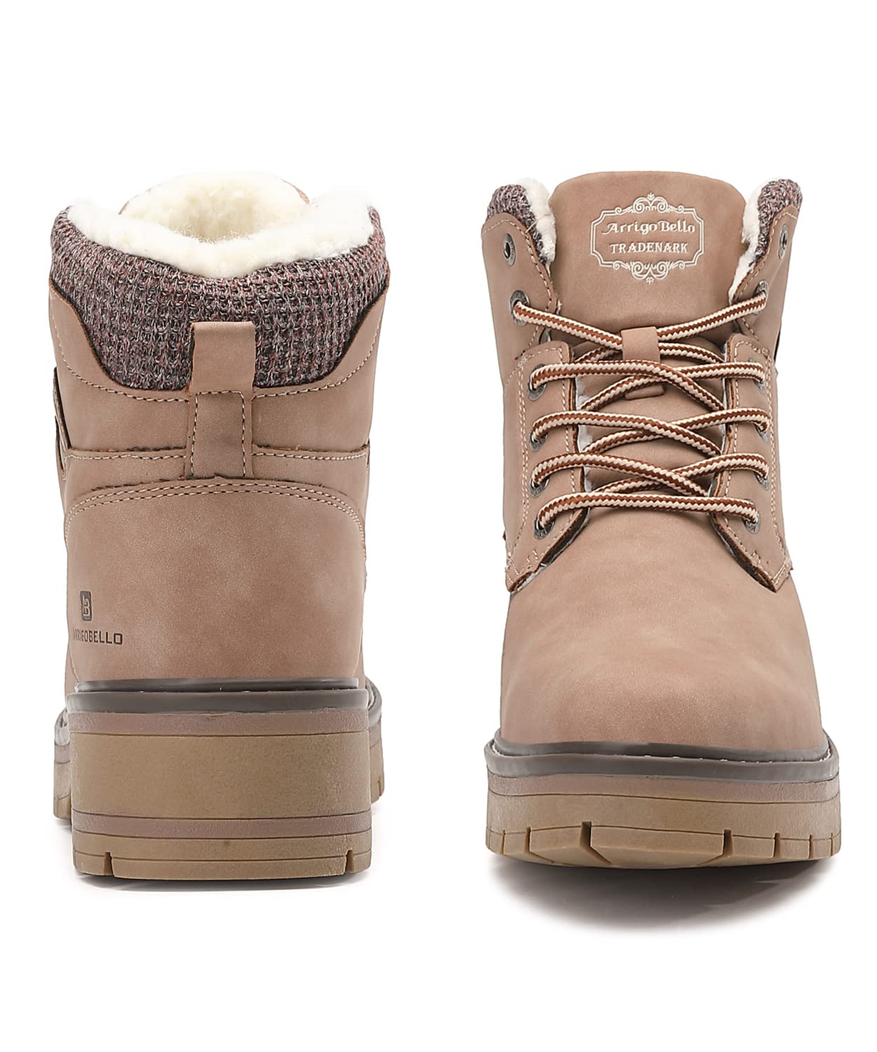 TARELO Women's Snow Boots Hiking Winter Boots Fur Lined Warm Ankle Booties Outdoor Walking Trekking Shoes(Light Pink,9)