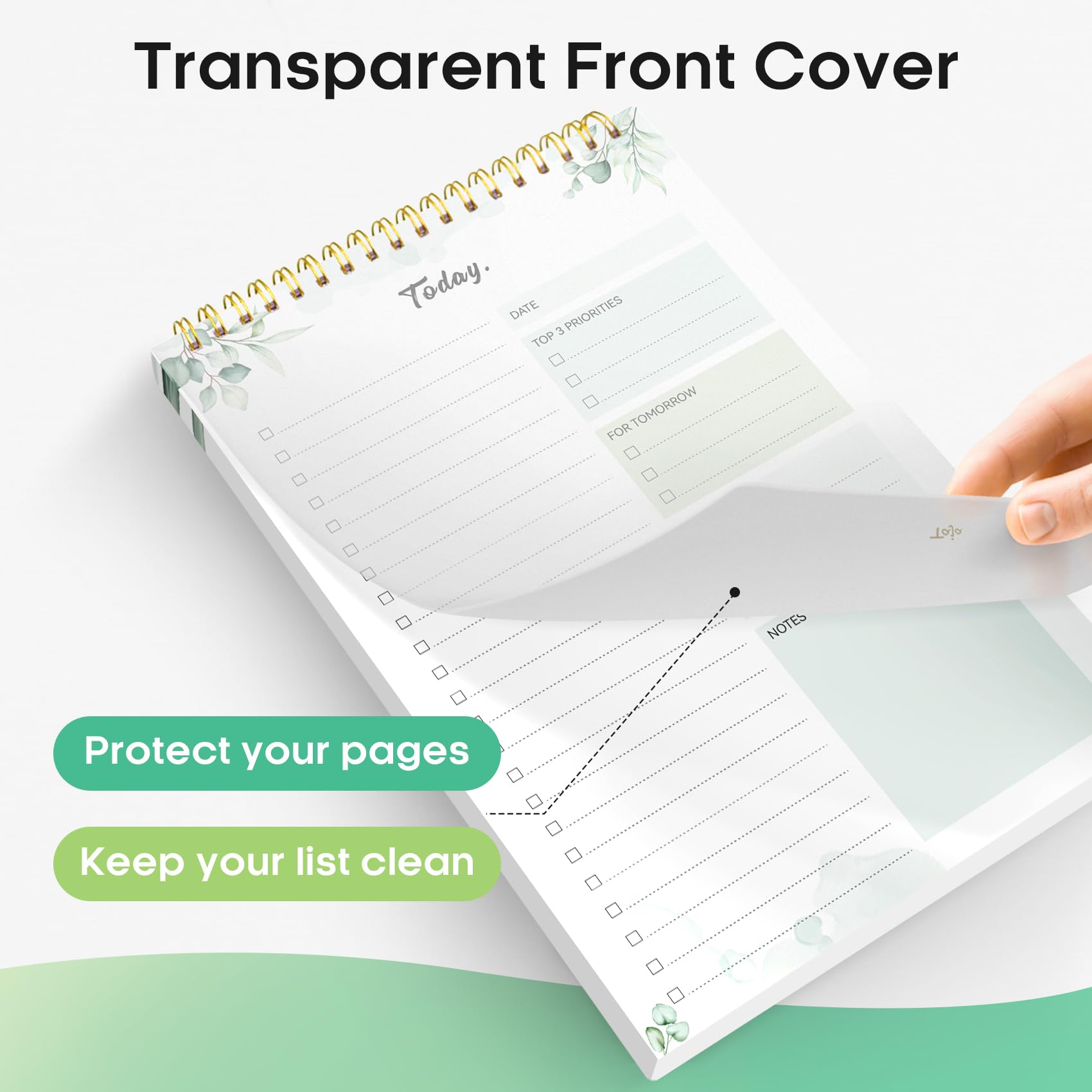 To Do List Pad - To Do List Notebook for Work with 52 Sheets, Undated Daily Planner Perfect for Daily Tasks and Goal Setting, To Do List Notepad Suitable for Office, Home and School-Verdant Leaf