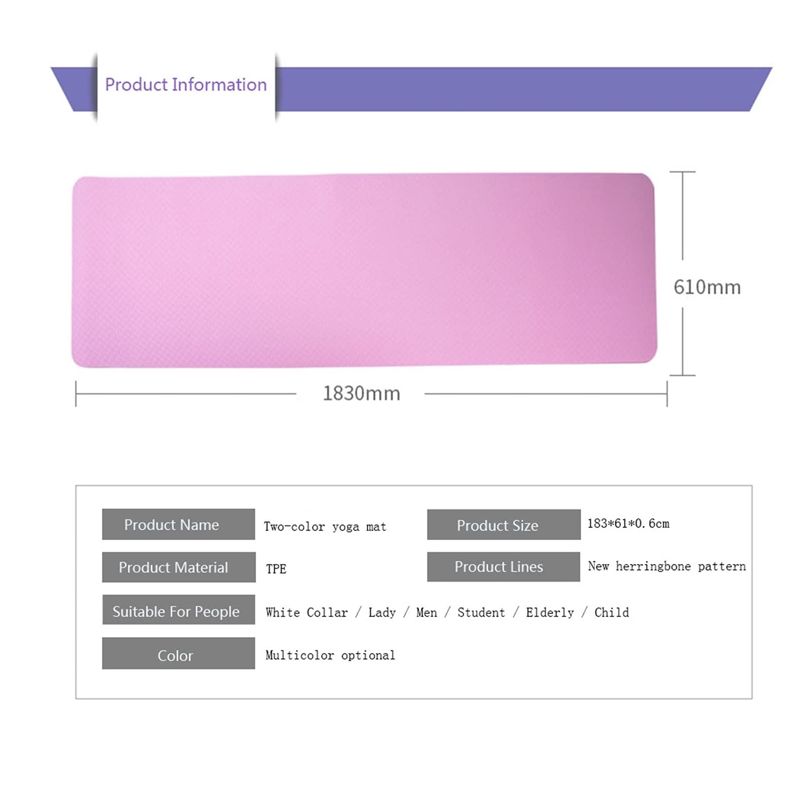 WHYSFX TPE Yoga Mat Bicolor 61/68 Widened Non-Slip Posture Line Yoga Mat (Color : Yellow)