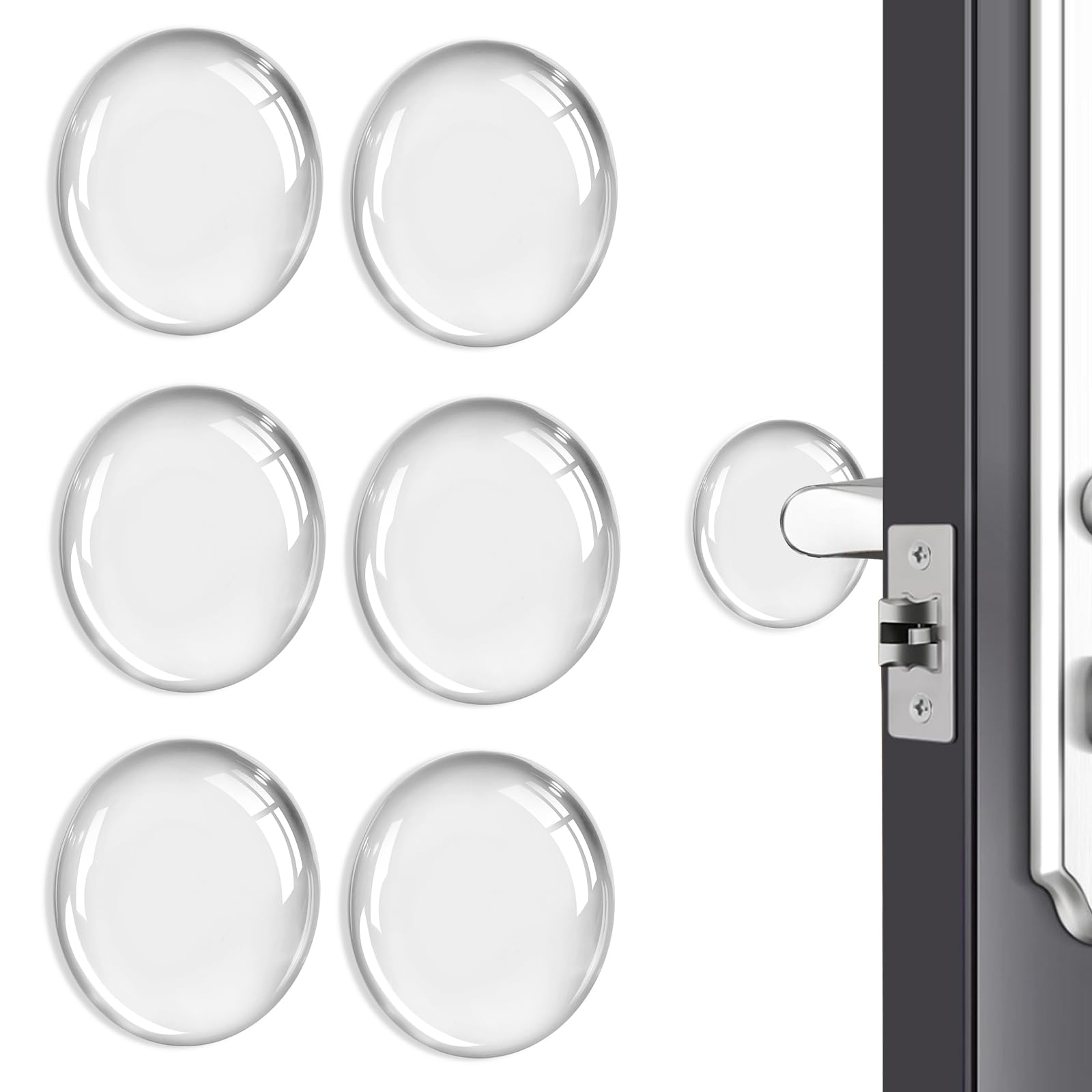 Sibba 6PCS Door Stopper Wall Protector, Reusable Transparent Round Soft Door Bumper Pad, Strong Self-Adhesive Door Bumpers for Home Office Wall Protect (2 Inches)