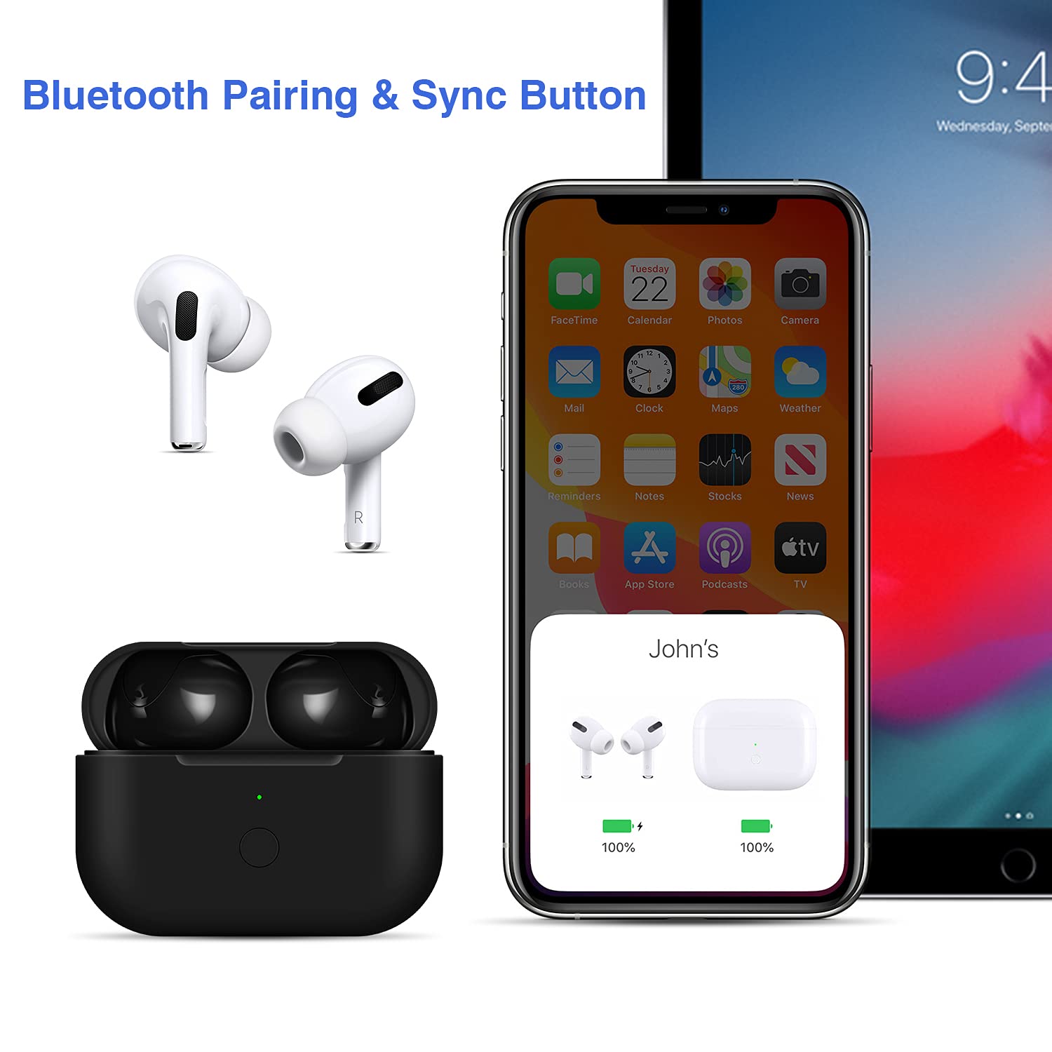 Upgraded Charging Case Compatible with Charging Case Air Pod Pro, Black