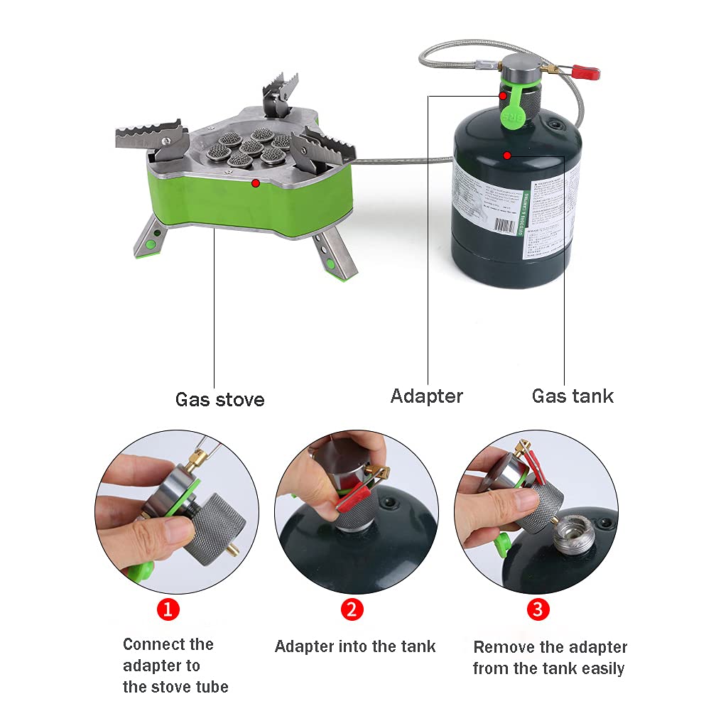 Sunlevo Camping Stove Adapter Backpacking Stove Adapter for Propane LPG Canister Adapter with Automatic Shutdown Function Propane Small Tank Input EN417 Lindal Valve Output