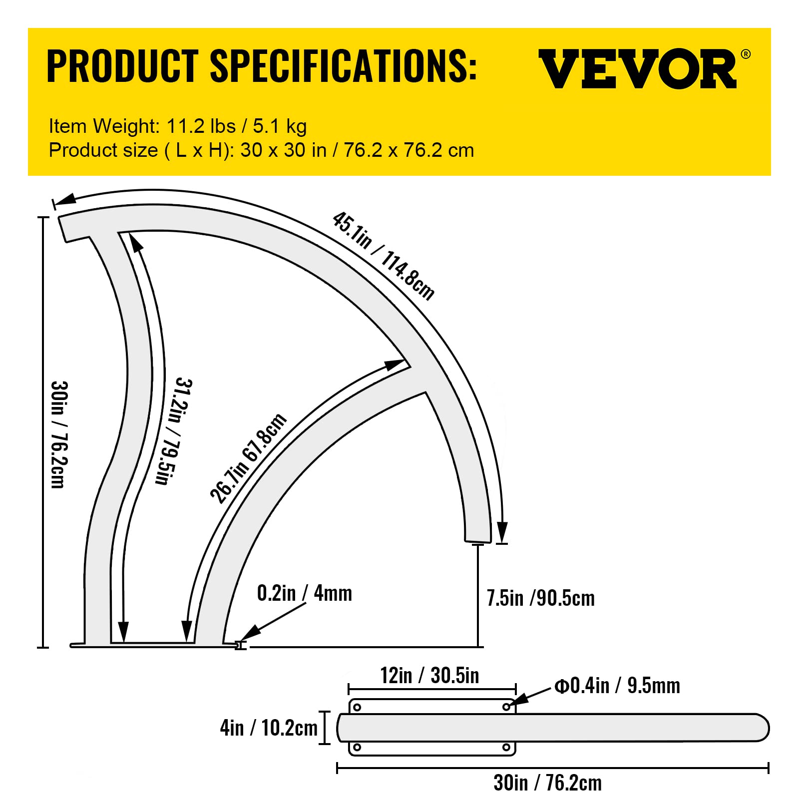 VEVOR Pool Handrail, 2Pack 30"x30" Swimming Pool Stair Rail, 304 Stainless Steel Stair Pool Hand Rail Rated 375lbs Load Capacity, Pool Rail with Quick Mount Base Plate, and Complete Mounting Accessory