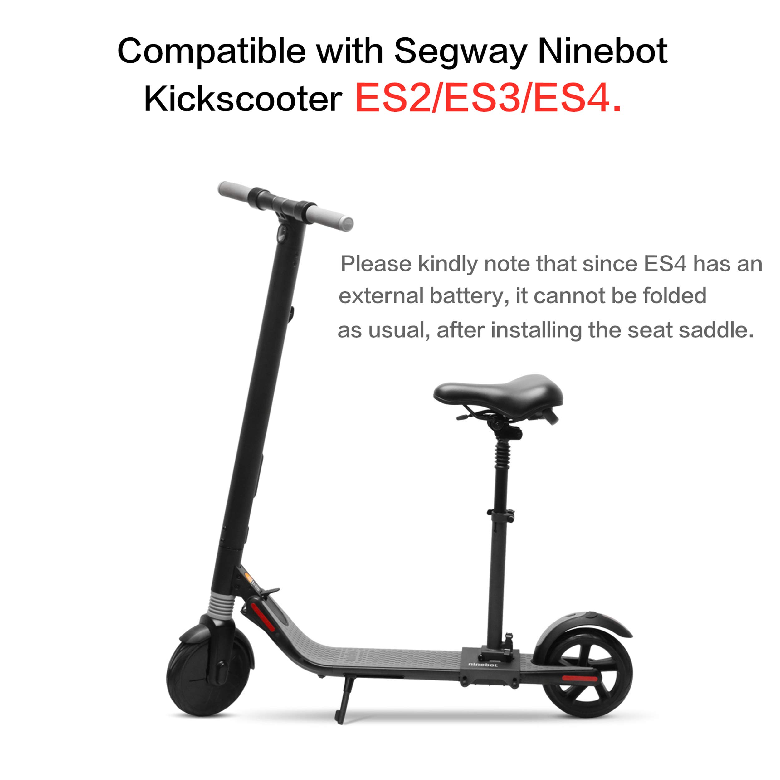 Segway Ninebot Adjustable Seat Saddle for ES1/ES2/ES4 Kick Scooters, Black, Large