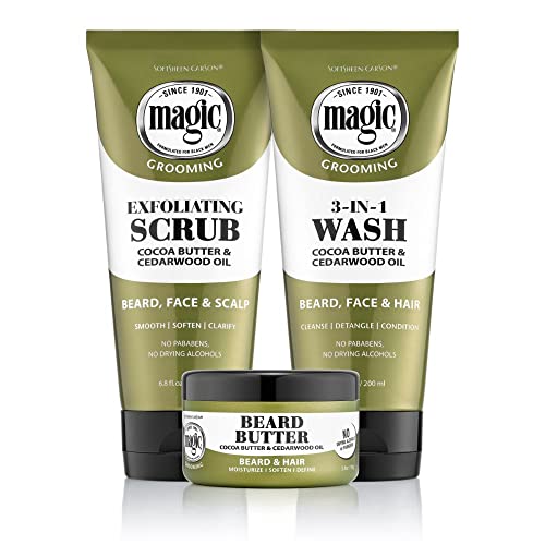 SoftSheen-Carson Magic Men's Grooming Conditioning Beard Butter With Cocoa Butter and Cedarwood Oil, Moisturizes, Softens and Define With No Drying Alcohol, 3.5 ounces