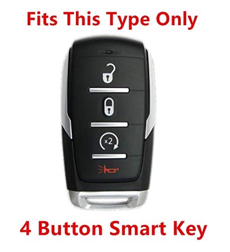 Rpkey Leather Keyless Entry Remote Control Key Fob Cover Case protector For Replacement Fit For 2019-2020 RAM 1500（4-Button）Black