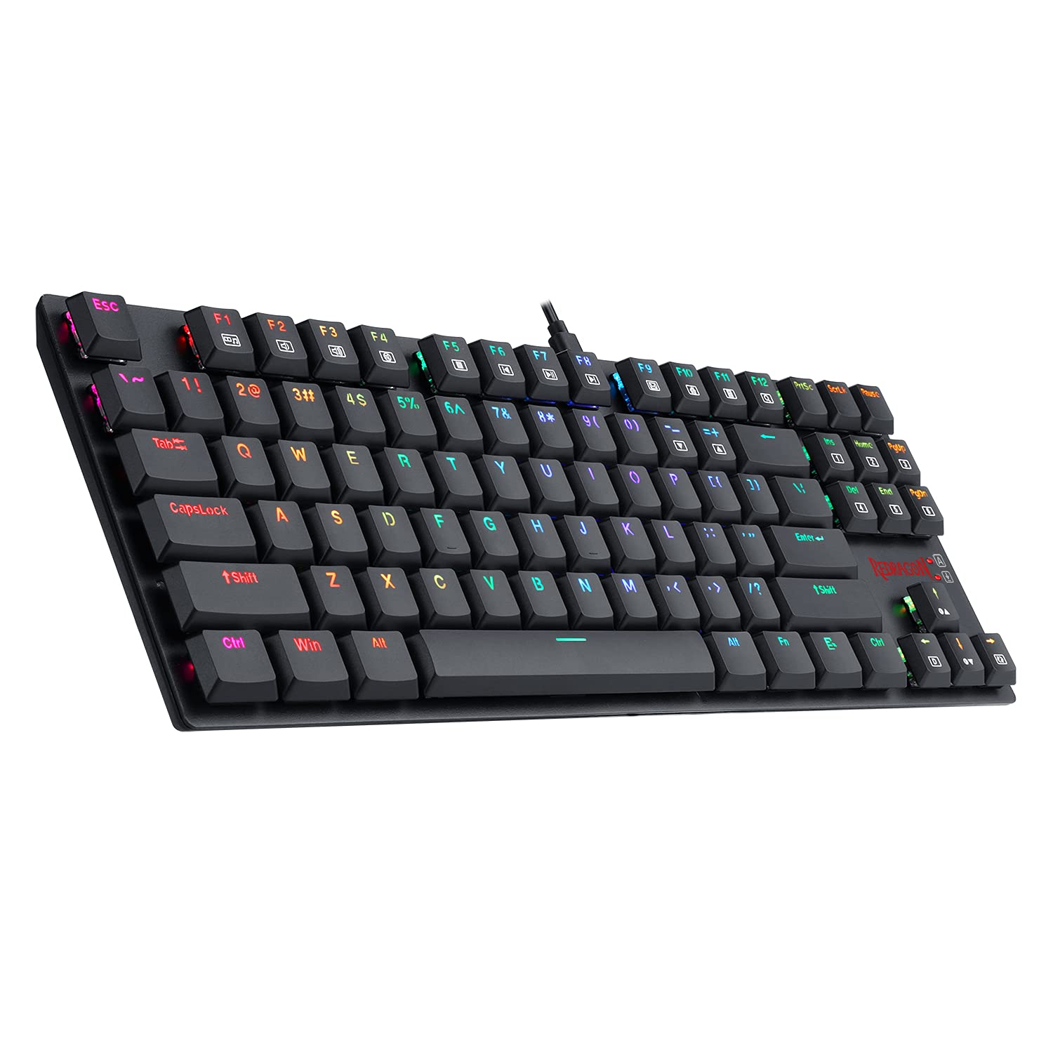 Redragon K607 Mechanical Gaming Keyboard, RGB LED Backlit, 87 Key Tenkeyless, Low Profile with Blue Switches for Windows PC Gaming (Wired)
