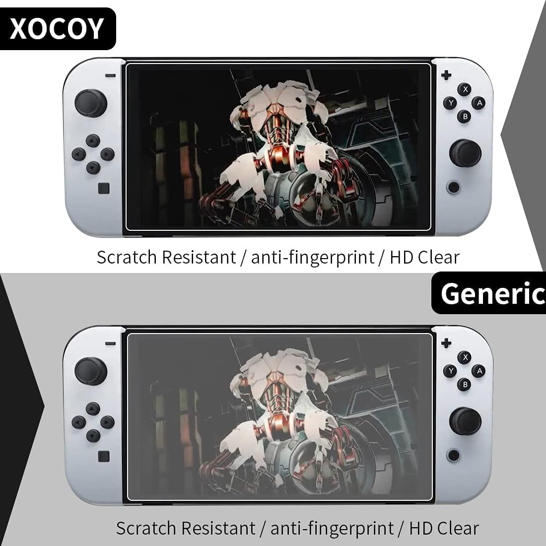XOCOY 3 Pack Tempered Glass Screen Protector Compatible with Nintendo Switch OLED Model 2021, High Response and Anti-Scratch (3 PACK)