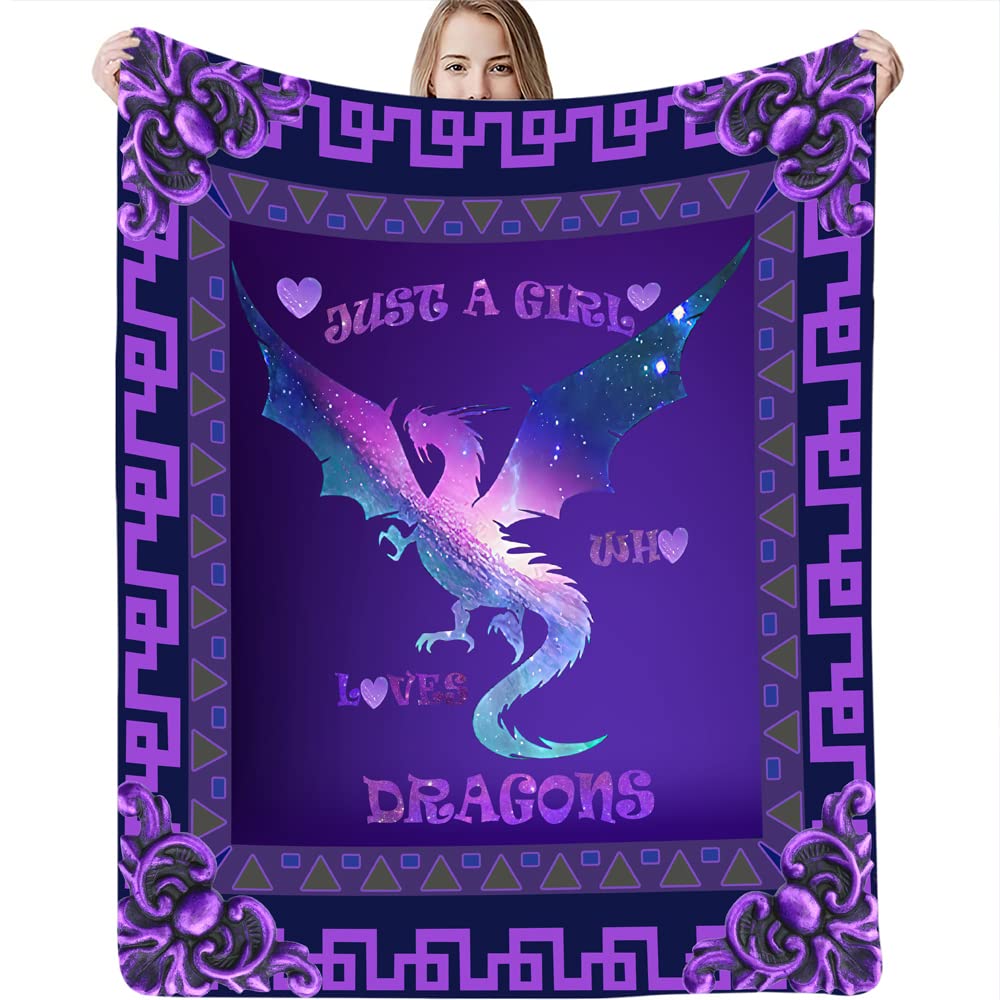 Purple Dragon Throw Blanket Warm Ultra-Soft Flannel Blanket for Bed Couch Living Room Travel Outdoor Blankets for Kids Children Adults (51" x 59")