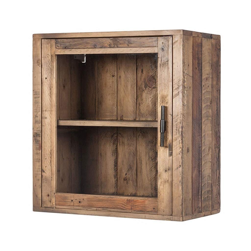 RANRANJJ Rustic Wood and Metal Wall Mounted Double Door Storage Cabinet