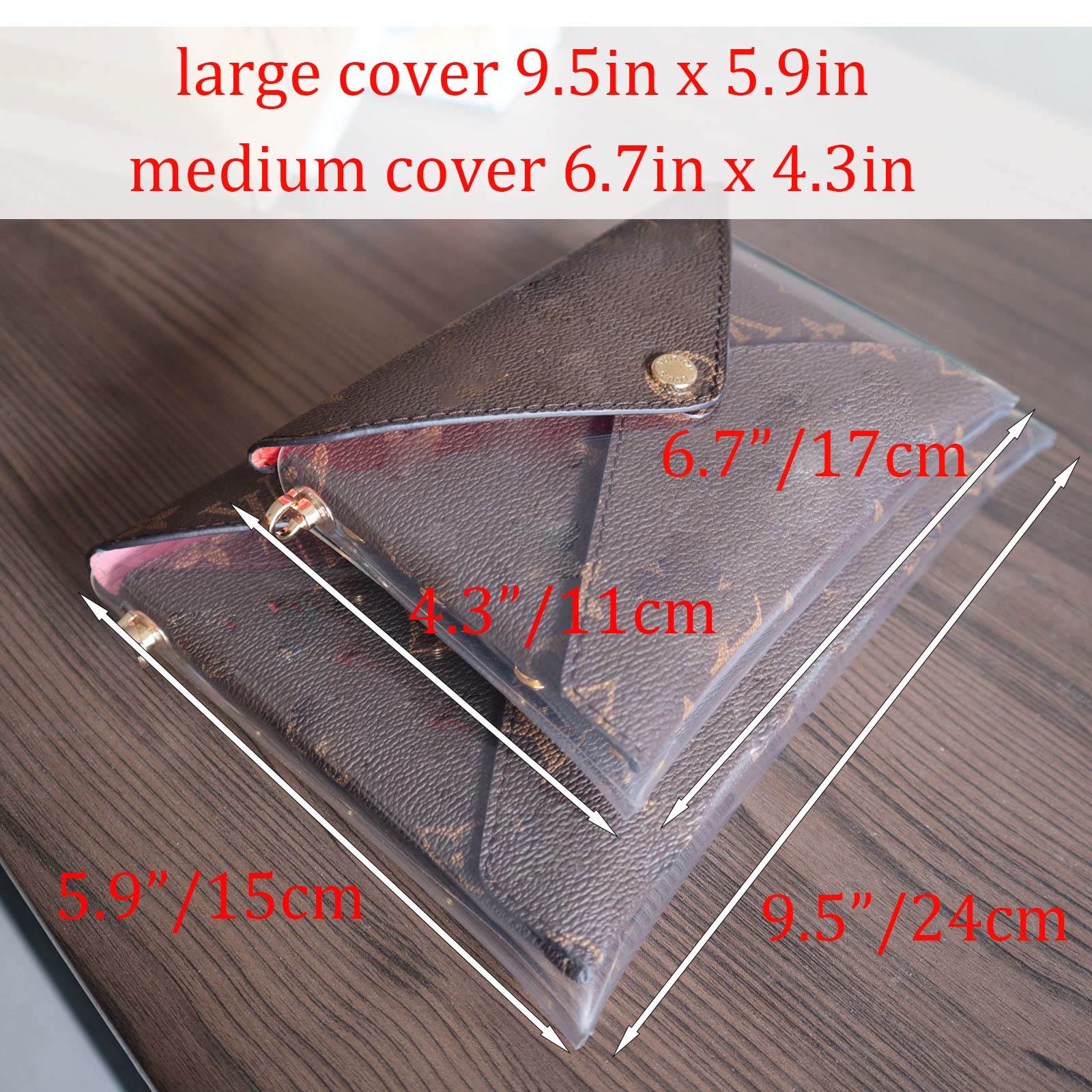 TOURDREAM Clear Bag Transparent Cover Pouch Compatible with Giant Pochette Kirigami Organizer with Rings (Large+Medium Cover)