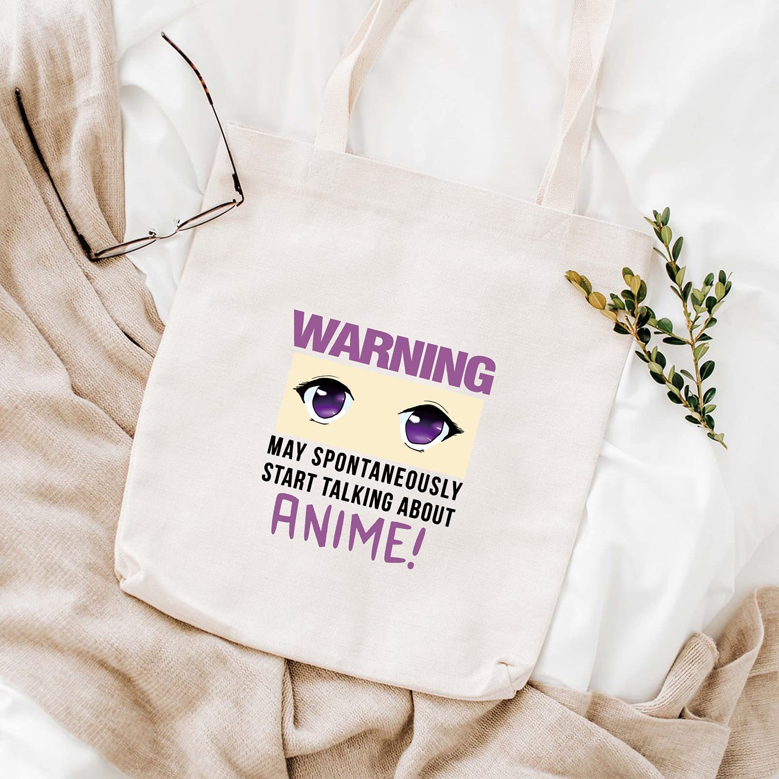 WCGXKO Anime Lover Gift Warning May Spontaneously Start Talking About Anime Tote Bag For Anime Fans (Talking About Anime2)