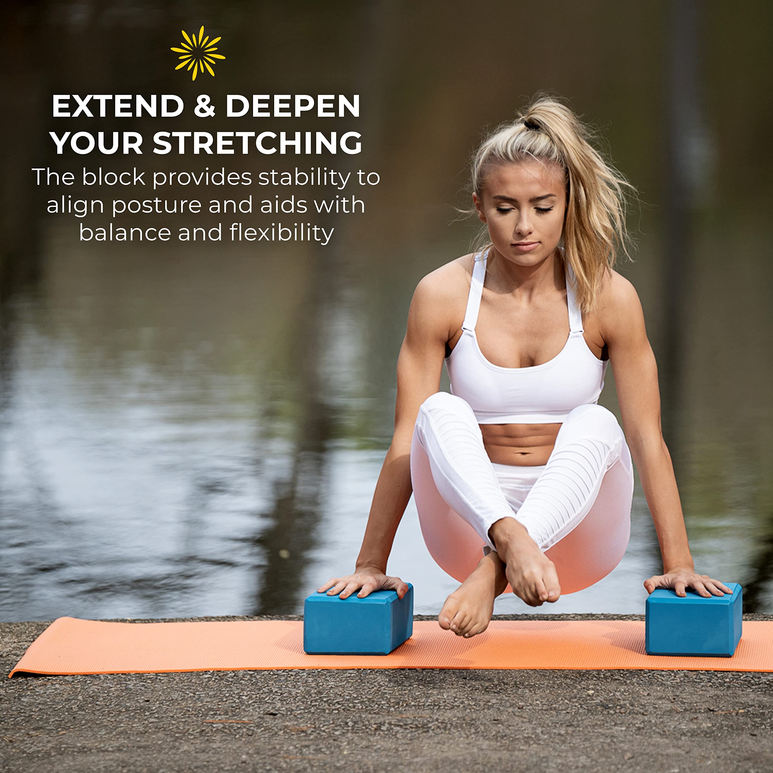Sunshine Yoga 4" Yoga Block, 10 Pack Bulk EVA Foam Yoga Blocks, Firm and Supportive Yoga Brick for Stretching and Workout, Balance Foam for Schools and Studios, 4" x 6" x 9", Oceanside