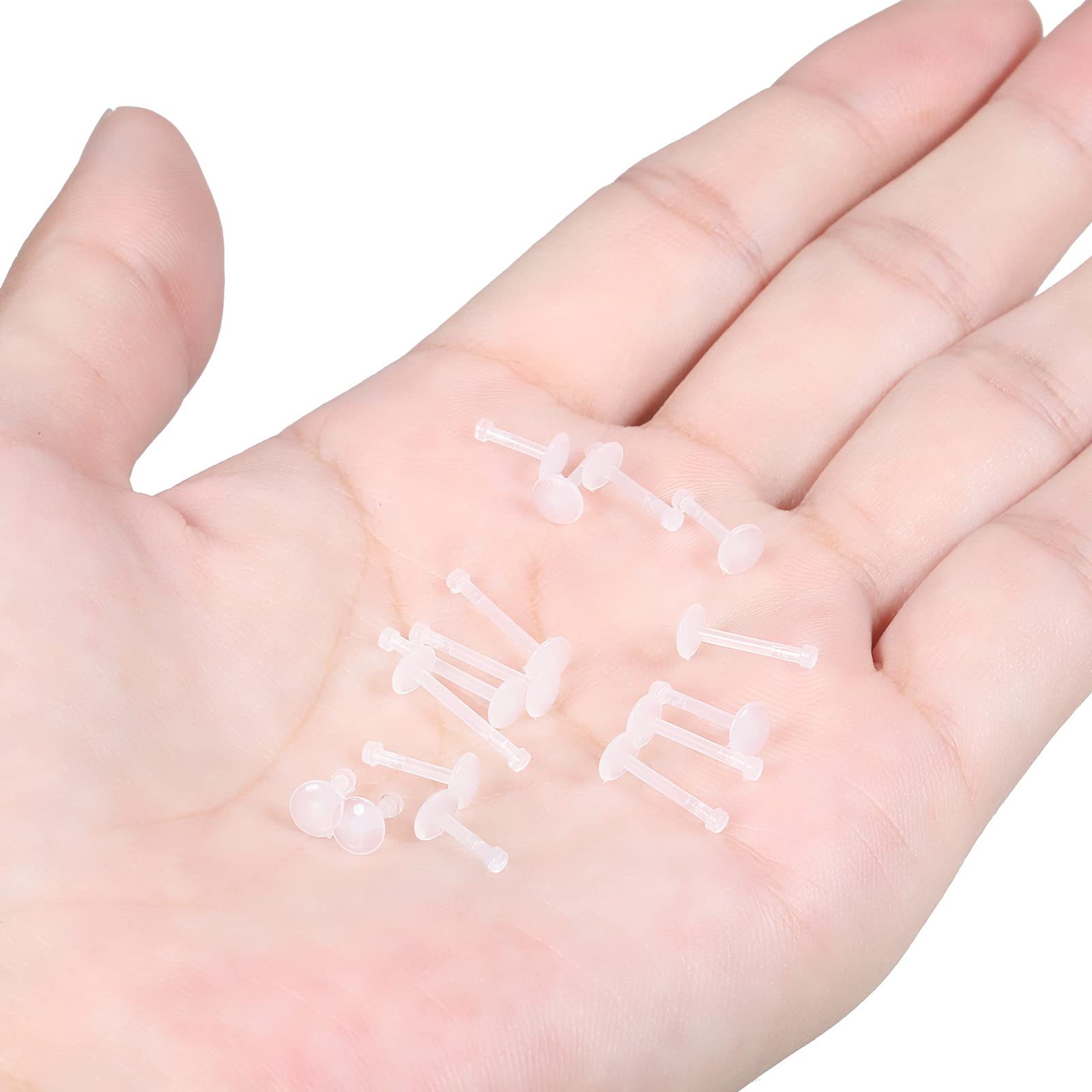 Xpircn 16G Bioflex Labret Monroe Lip Stud Clear Piercing Retainer Plastic Nose Rings Ear Helix Cartilage Earring Piercing Jewelry for Work