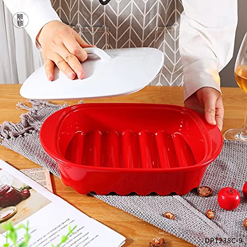 ZFJ Ceramic Microwave Bacon Maker with Lid-Bacon Tray for Microwave Cooking-Make Crispy Bacon in few Minutes