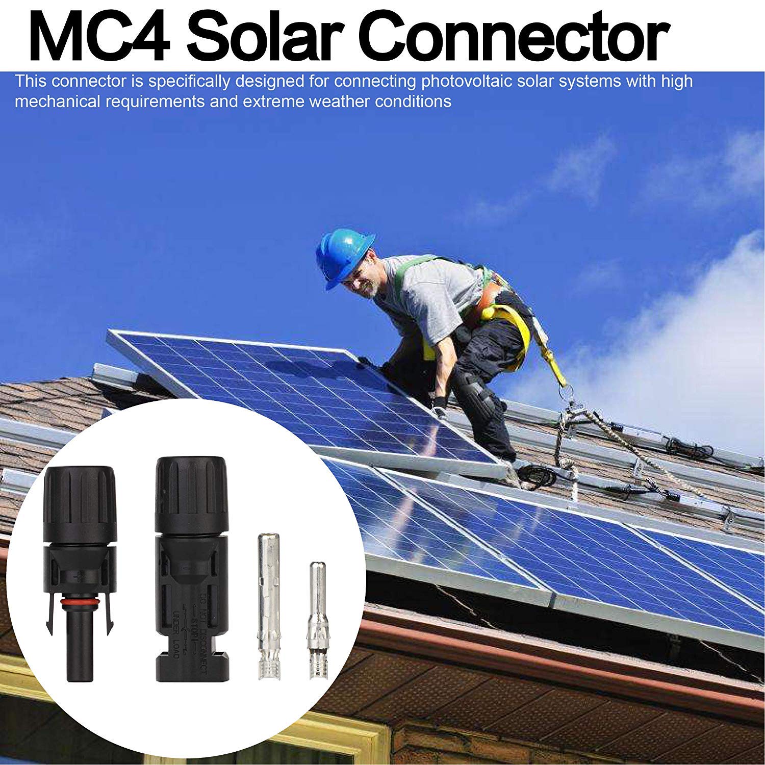 Ruikarhop Solar Connectors Y Branch 1 to 2 Parallel Adapter Cable Wire Plug Tool Kit for Solar Panel