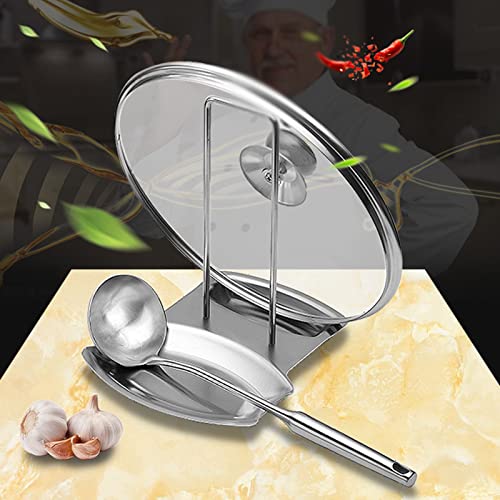 SEYFI Kitchen Shelves,Stainless Steel Pots and Pans Organizer Rack, Space Saving Kitchen Countertop Pot Lid Holder, Cutting Board Stand, Easy to Install
