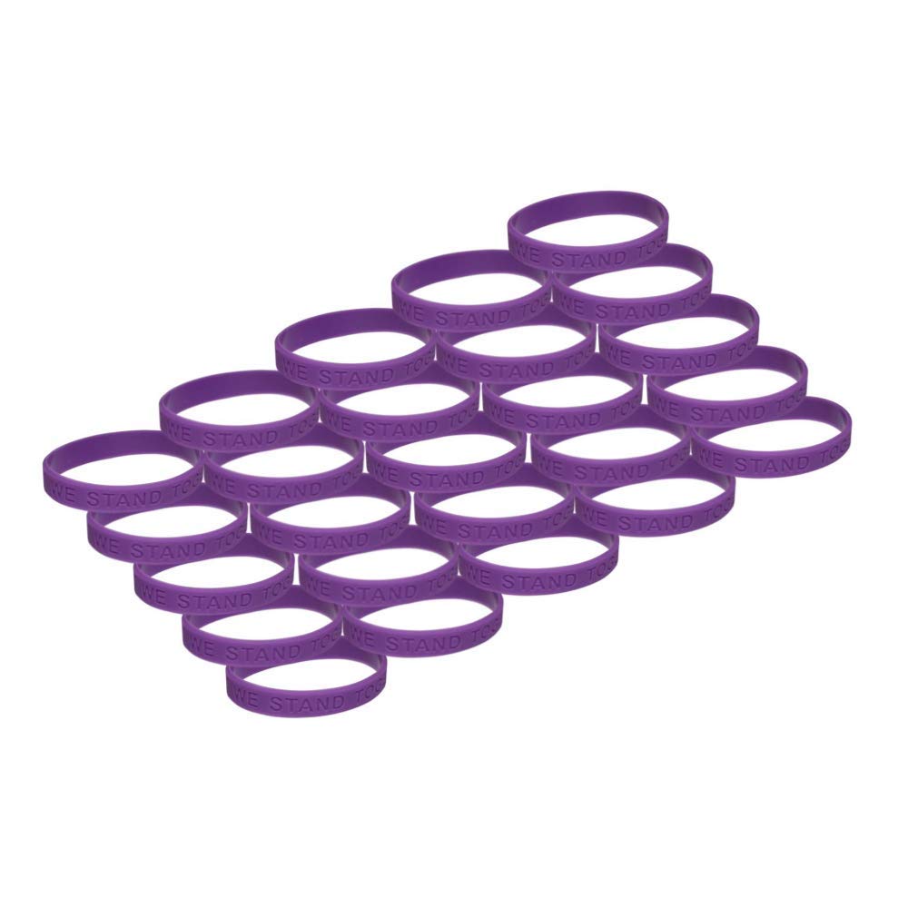 Purple Ribbon Awareness Silicone Bracelet 25 Pack