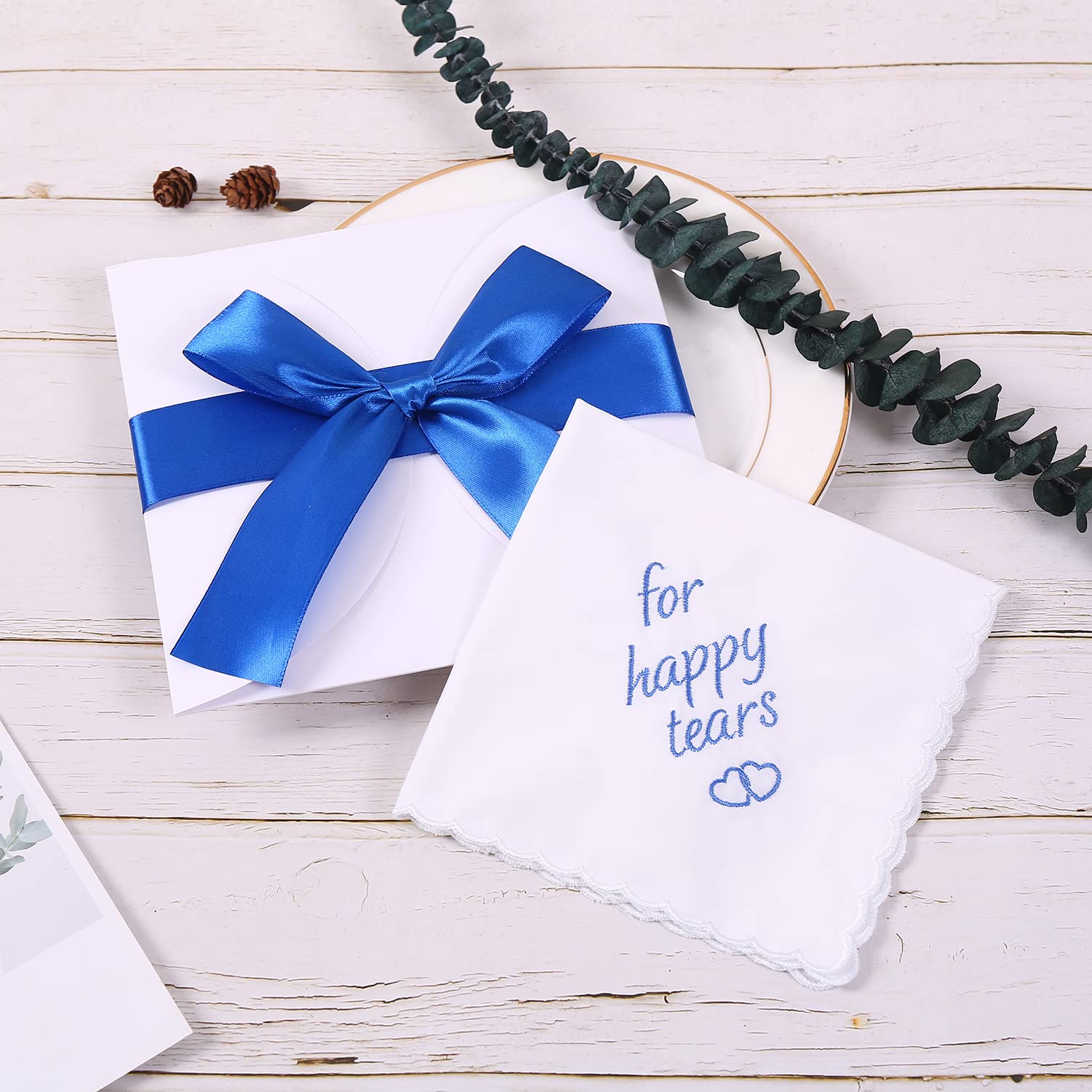 TRULIVA For Happy Tears Wedding Handkerchief Something Blue Wedding Gift (For Happy Tears)