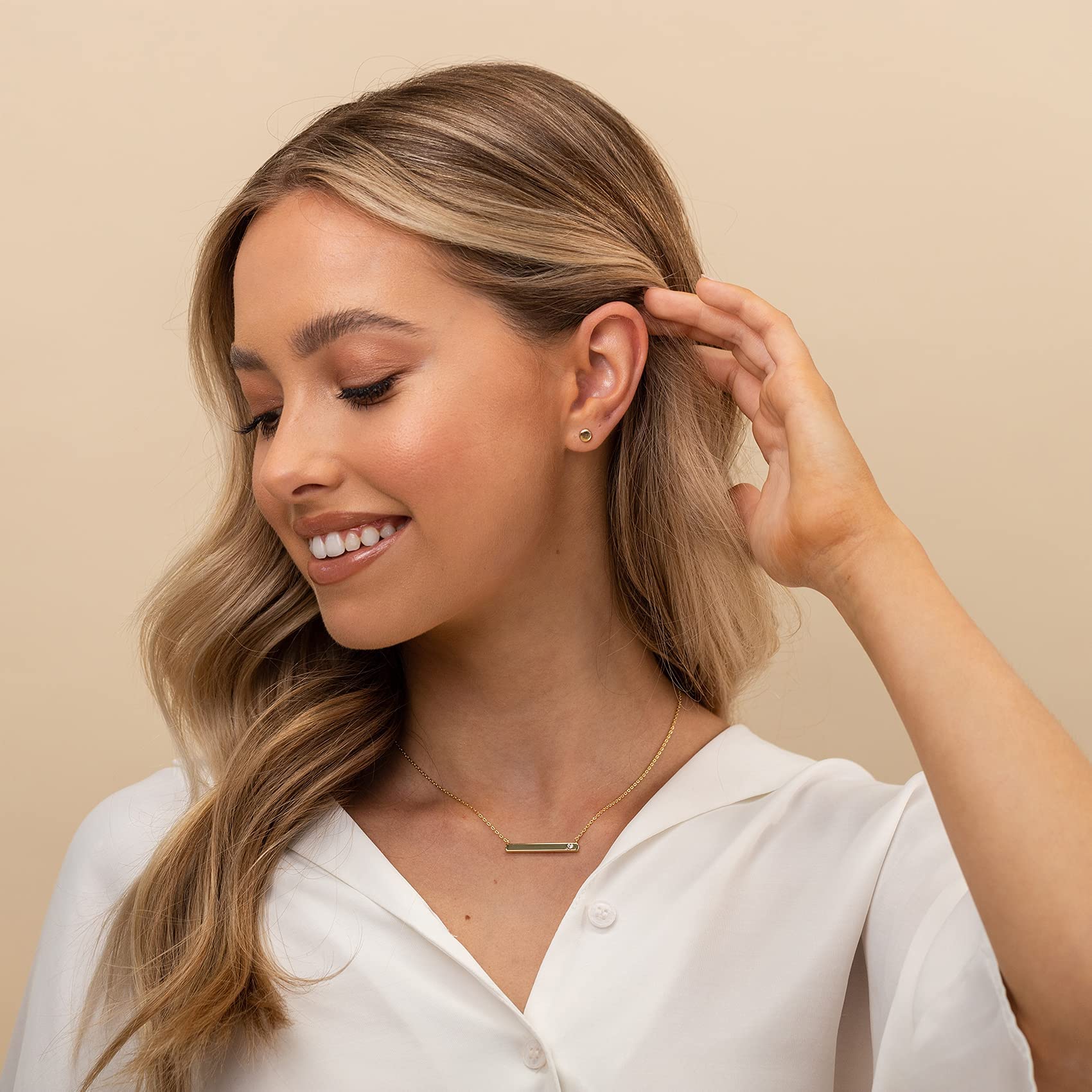 PAVOI 14K Gold Plated 925 Sterling Silver Earrings | Tiny Dot/Triangle Disc Stud Earrings | Yellow Gold Stud Earrings for Women