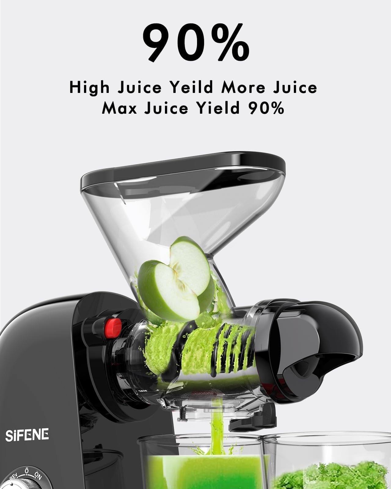 SiFENE Cold Press Juicer Machine, Compact Single Serve Slow Masticating Juicer, Vegetable and Fruit Juice Maker Squeezer Machines, Easy to Clean, BPA Free (Black)