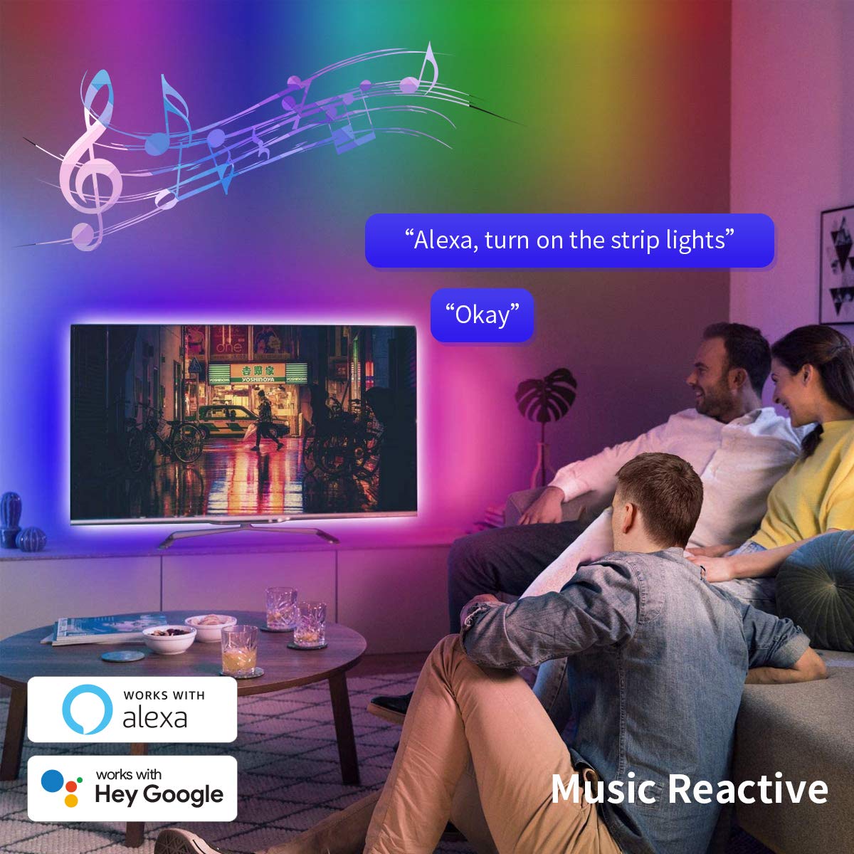 Sieke 32.8ft RGBIC LED Strip Lights WiFi Wireless Smart Phone Controlled LED Light Strip 5050 LED Lights Sync to Music Work with Alexa and Google Assistant