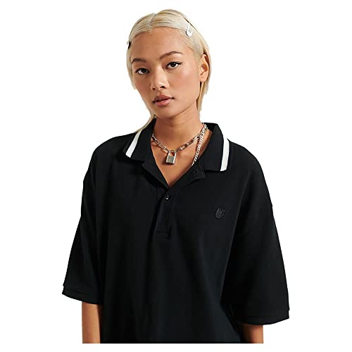 Superdry Mens Organic Cotton Unisex Surplus Polo T-Shirt, Oversized Fit Black Size L/XL