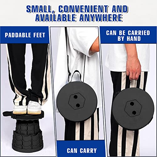 YSTseven Portable Collapsilble Stool, Retractable Stool for Adults,Upgranded Folding Camping Seats with Load Capacity 400lbs Adjustable Heavy Telescopic Stool for Hiking Fishing BBQ Black