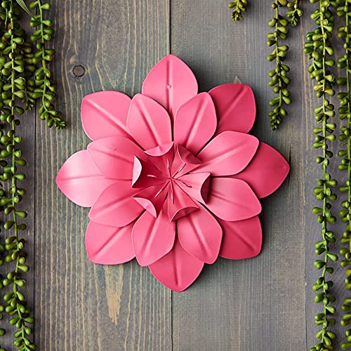 Pink Metal Flower for Home and Garden Decorations (10 x 2 Inches)
