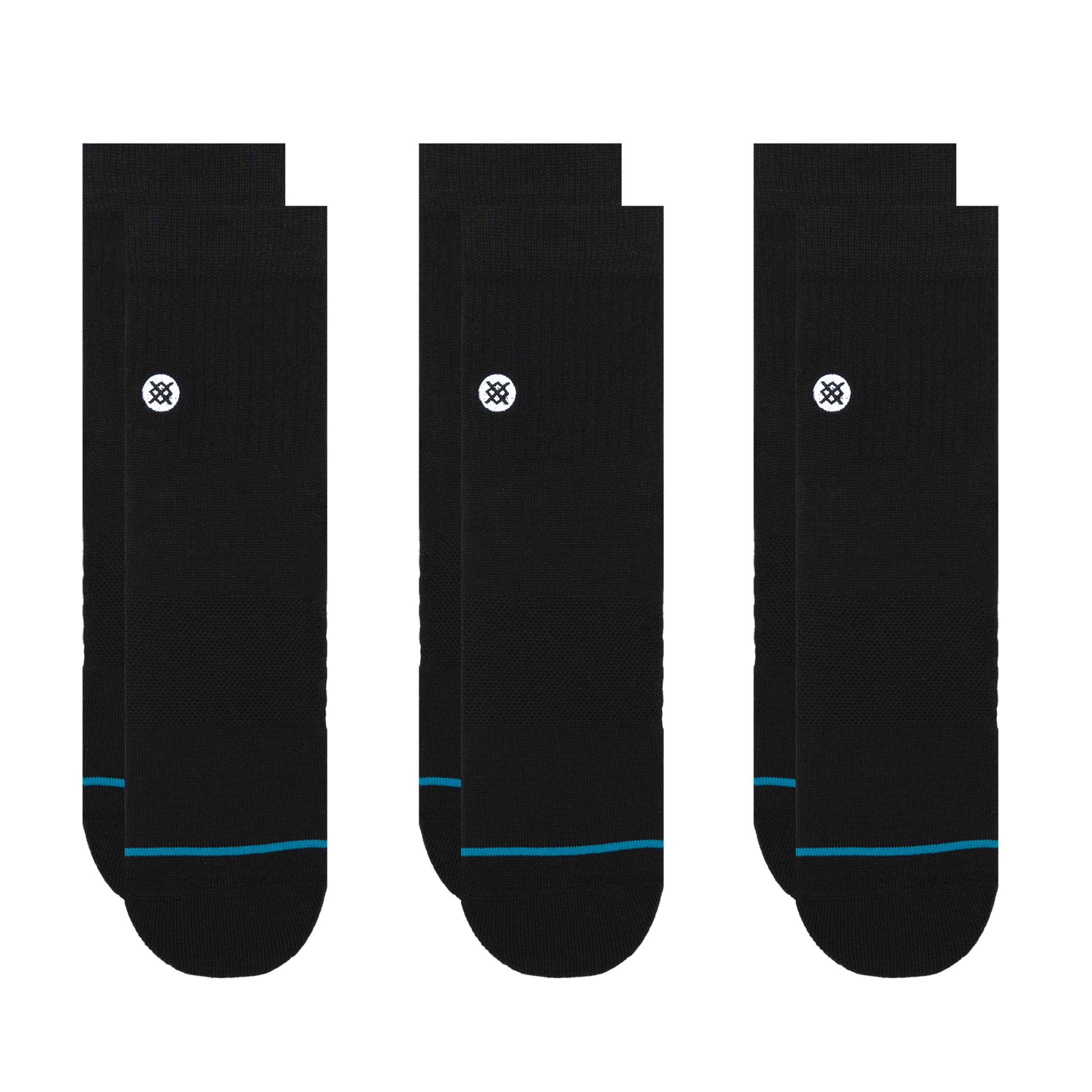 Stance Icon Quarter Socks [3 Pack] (Medium, Black)