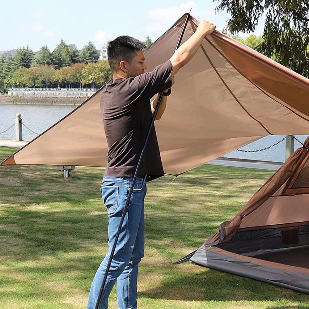 Taruor Telescoping Tarp Poles,2.9M Awning Support Tent Poles Lightweight Foldable Aluminum Tarp Poles Stands for Canopy Awning Shelter Frames