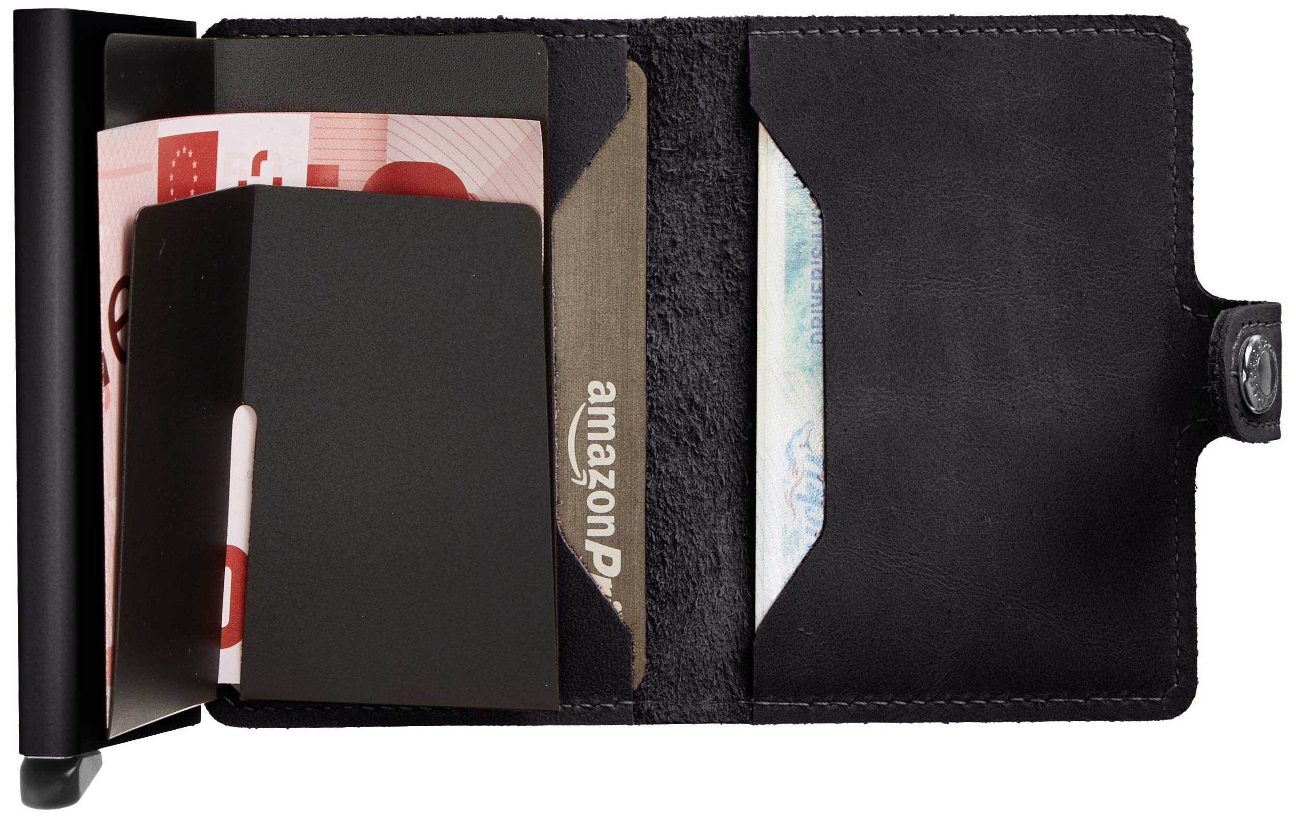 SECRID mini wallet genuine Blue leather with Titanium RFID protection/with one click all cards slide out gradually (Blue Titanium)