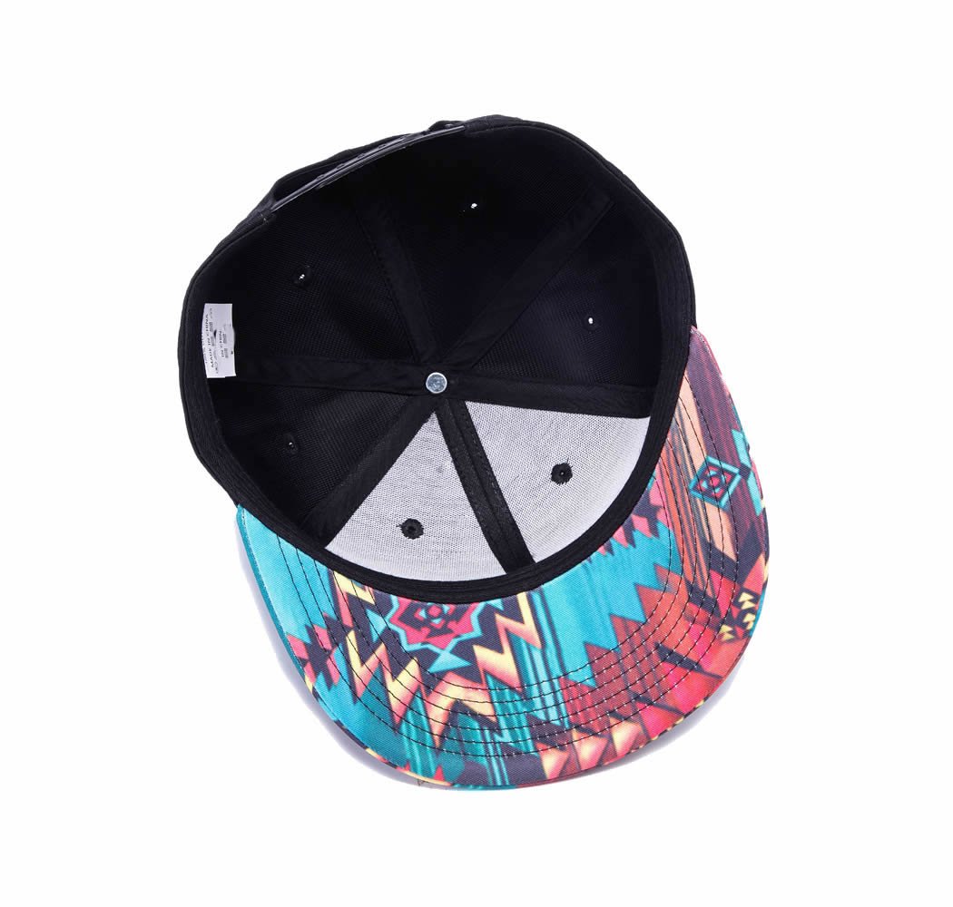 Quanhaigou Fashion Wavy Grain Print Cotton Adjustable Snapback Hats Unisex Hip-Hop Flat Bill Baseball Cap